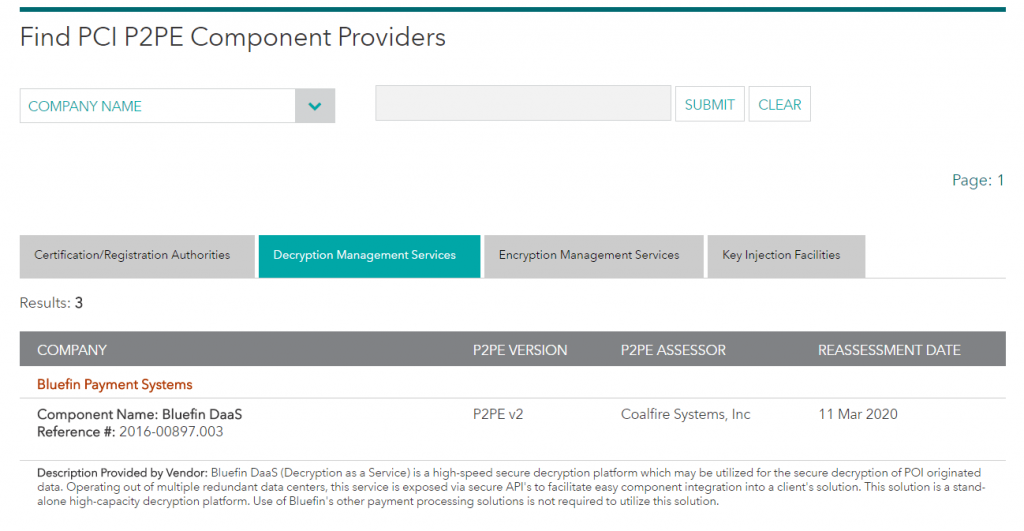 Bluefin Listed on the PCI SSC Website for DaaS Service